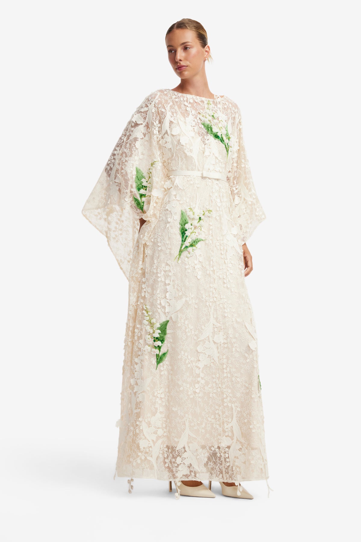 LEO LIN Leo Lin Embellished Lace Kaftan Maxi